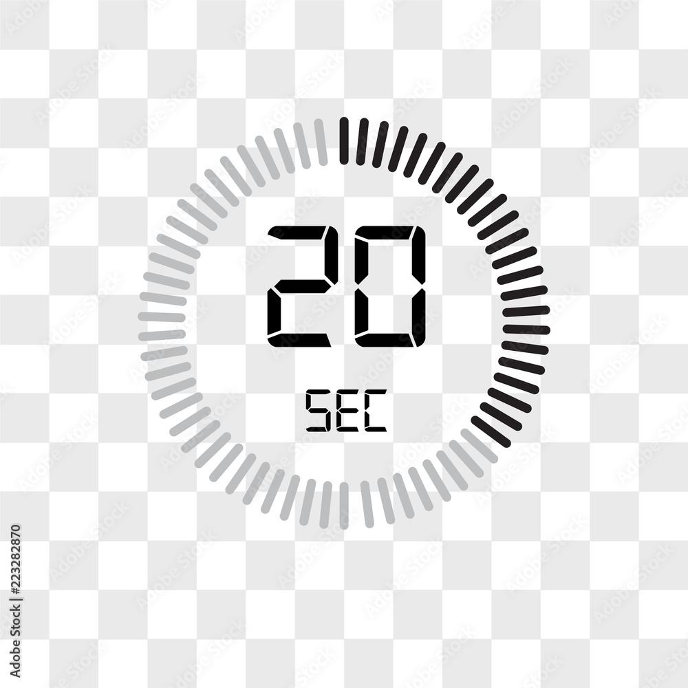 The 20 seconds vector icon isolated on transparent background, The 20 ...