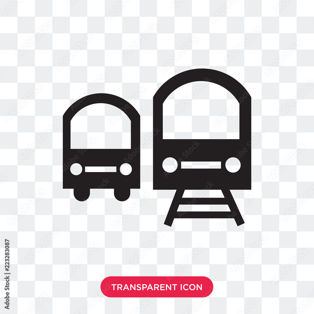 Bus and Train vector icon isolated on transparent background, Bus and ...