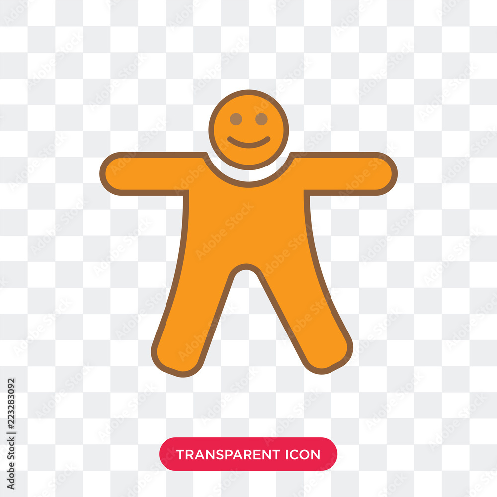 Gingerbread man vector icon isolated on transparent background ...