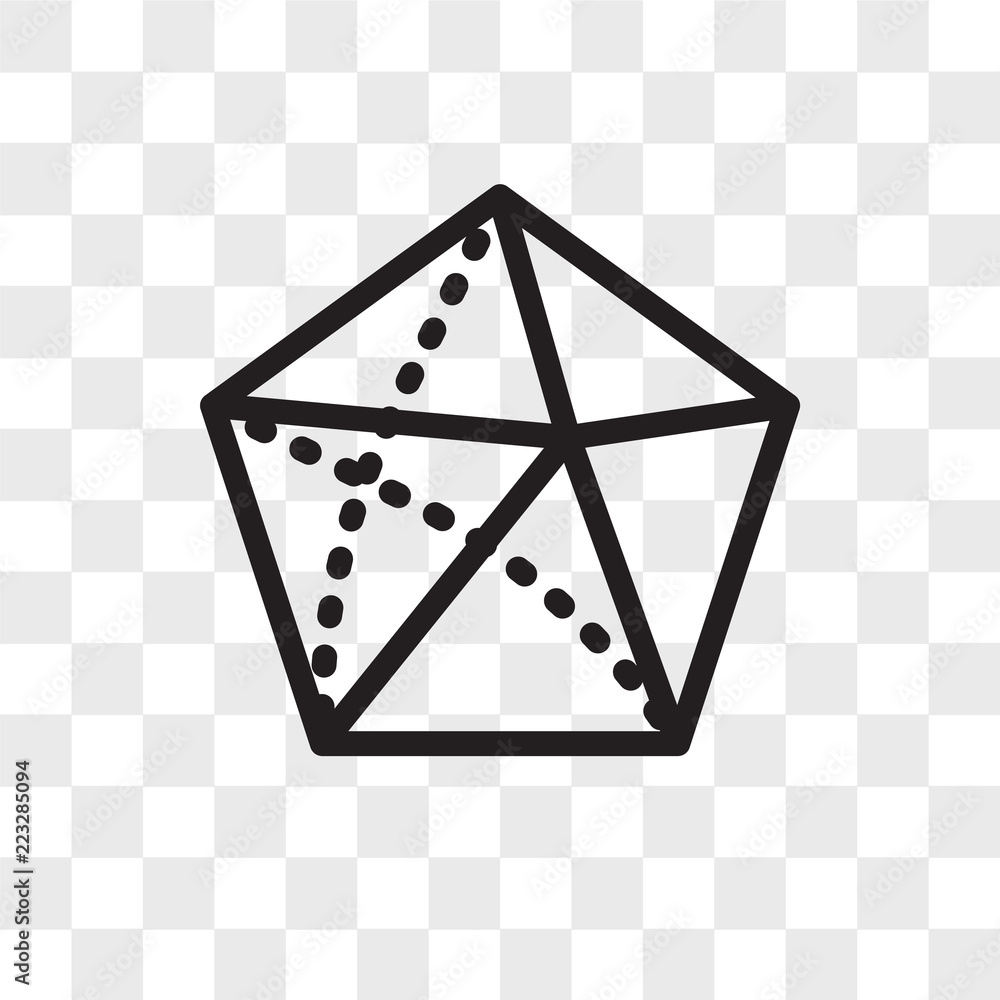 Dodecahedron vector icon isolated on transparent background ...
