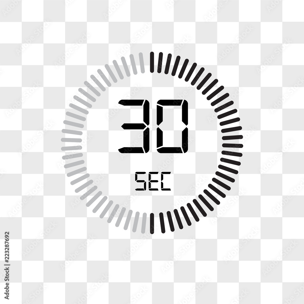 The 30 seconds vector icon isolated on transparent background, The 30 ...