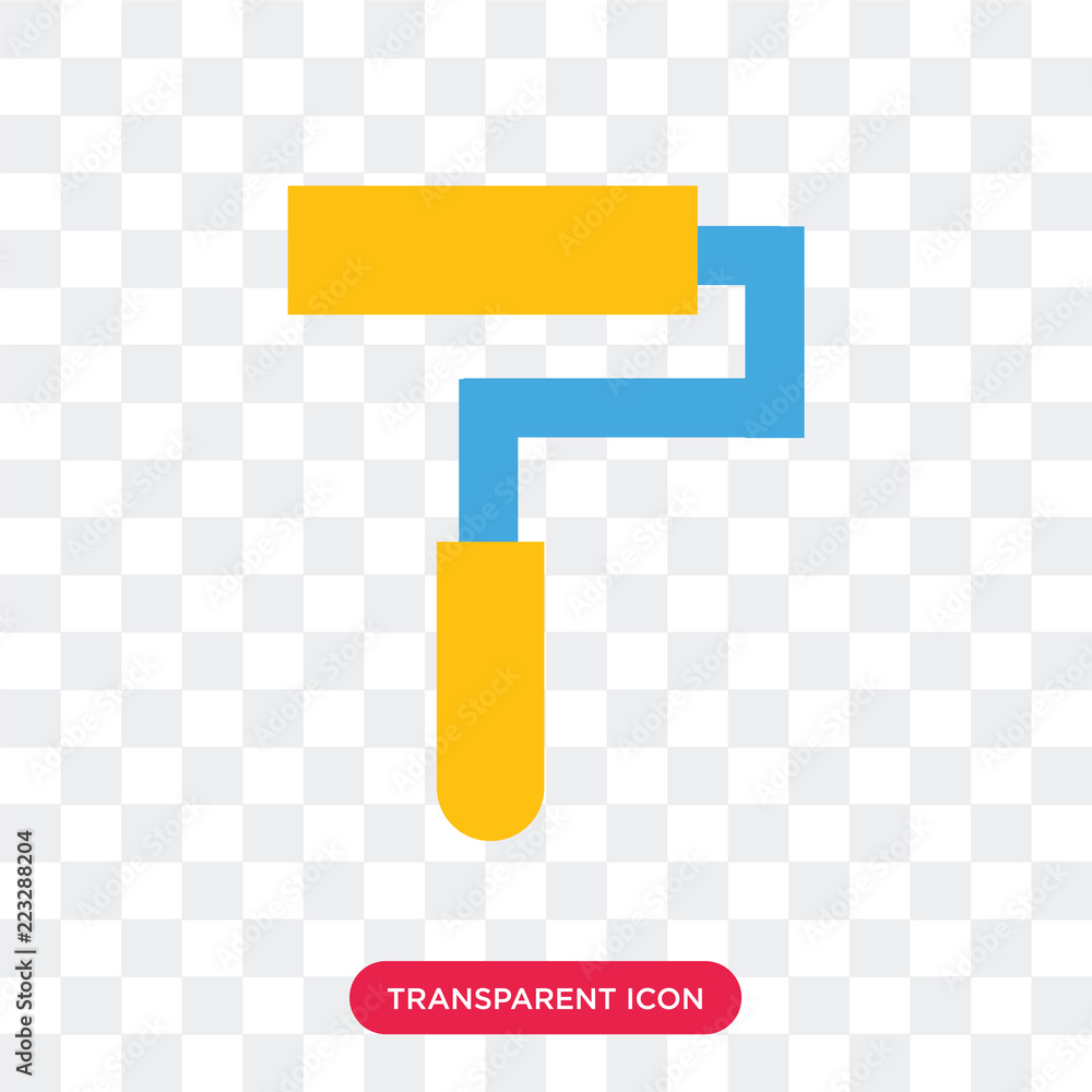 Paint roller vector icon isolated on transparent background, Paint ...