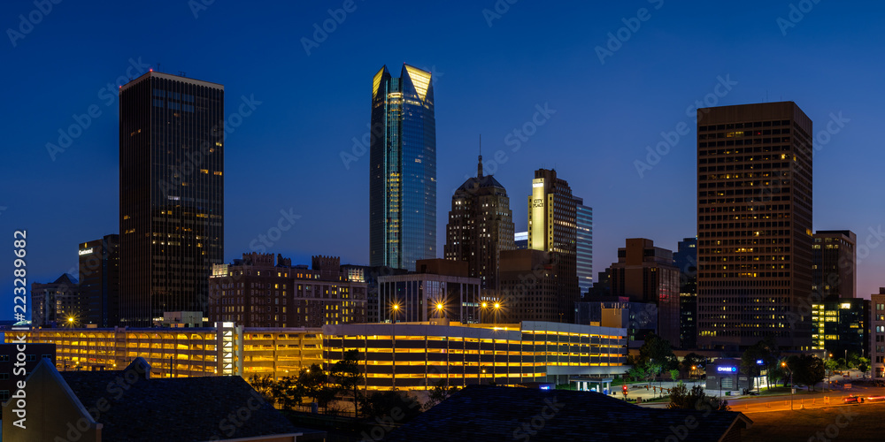 Oklahoma City skyline at night Stock Photo | Adobe Stock