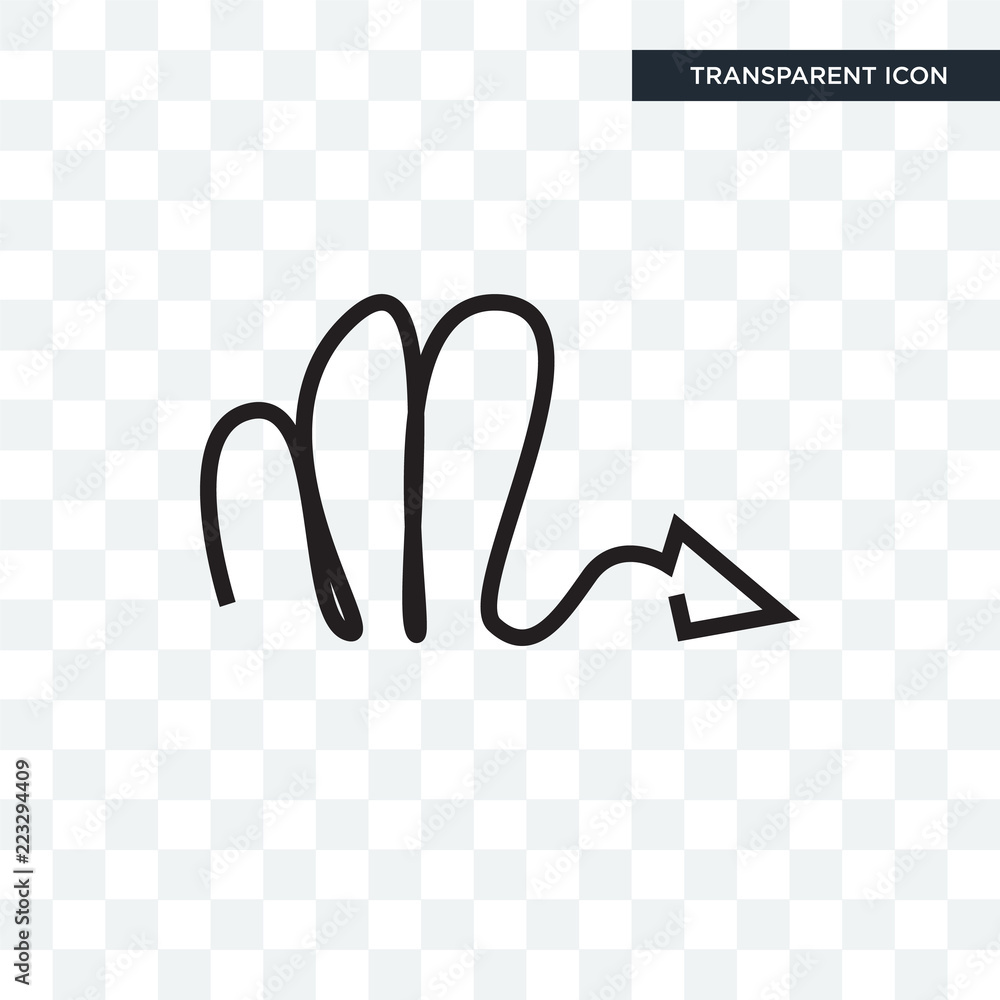 Scribble right arrow vector icon isolated on transparent background ...