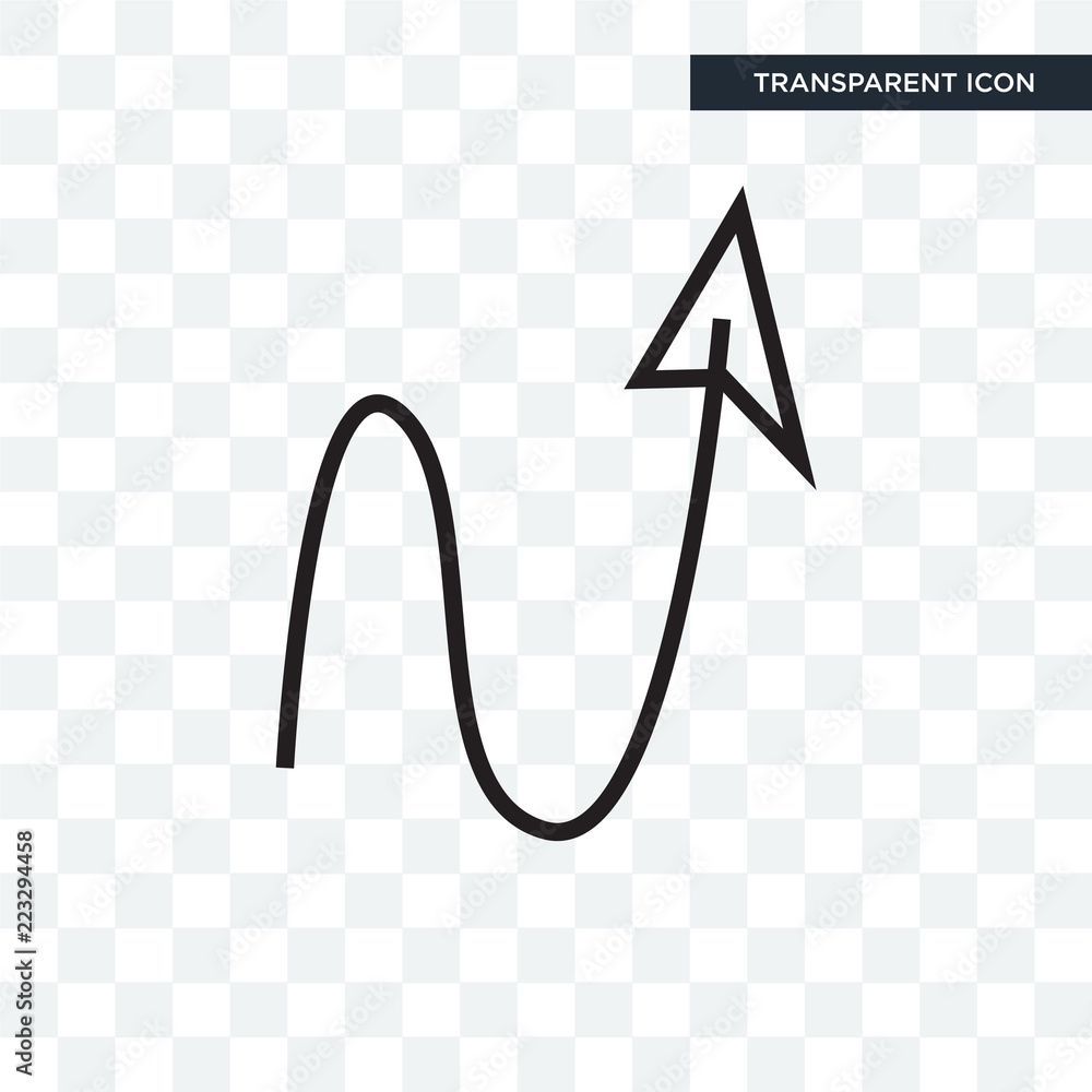 Curved up arrow vector icon isolated on transparent background, Curved ...