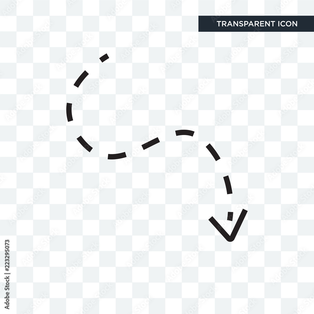 Curved arrow with broken line vector icon isolated on transparent ...