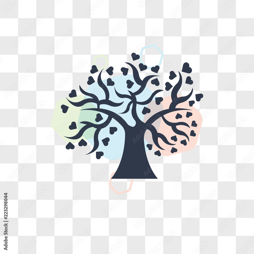 Tree of love vector icon isolated on transparent background, Tree of ...