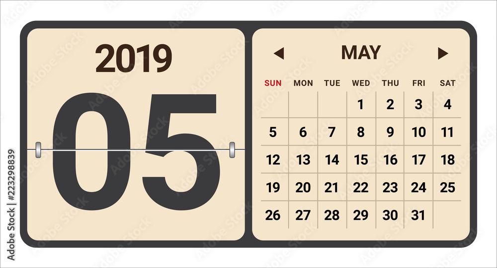 May 2019 monthly calendar vector illustration Stock Vector | Adobe Stock