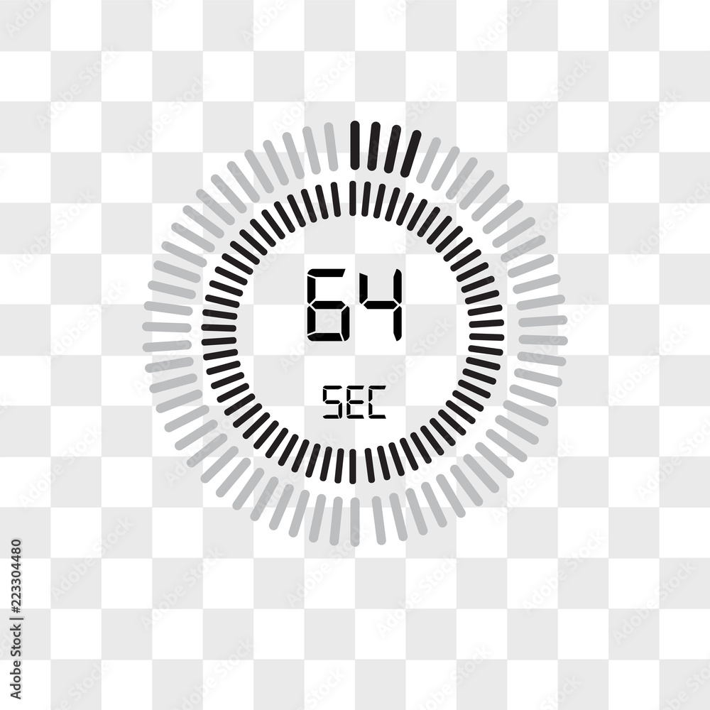 The 64 seconds vector icon isolated on transparent background, The 64 ...