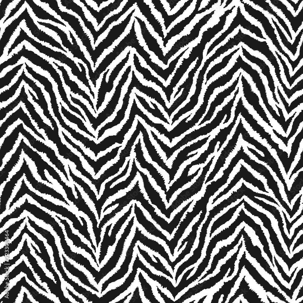 Zebra fur texture seamless pattern. Exotic animal vector background ...