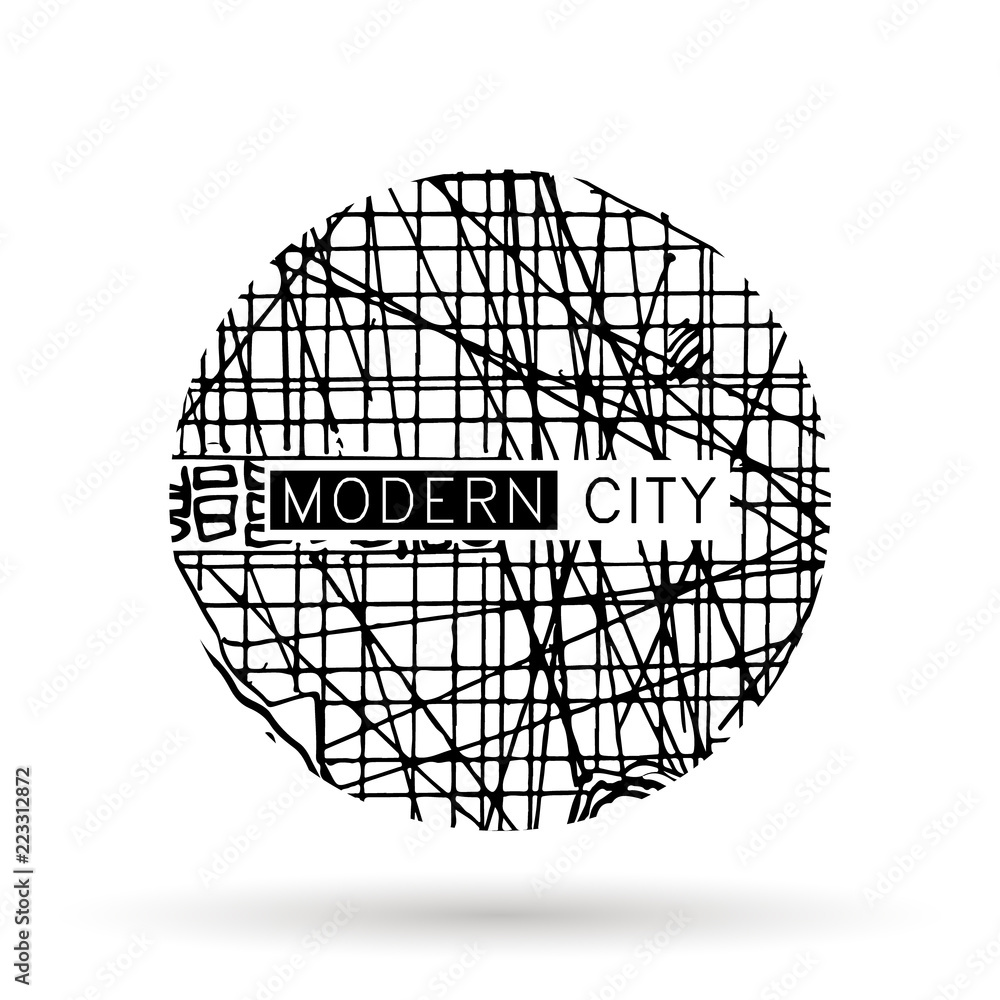 Architectural ink background, construction logo with doodle maps ...