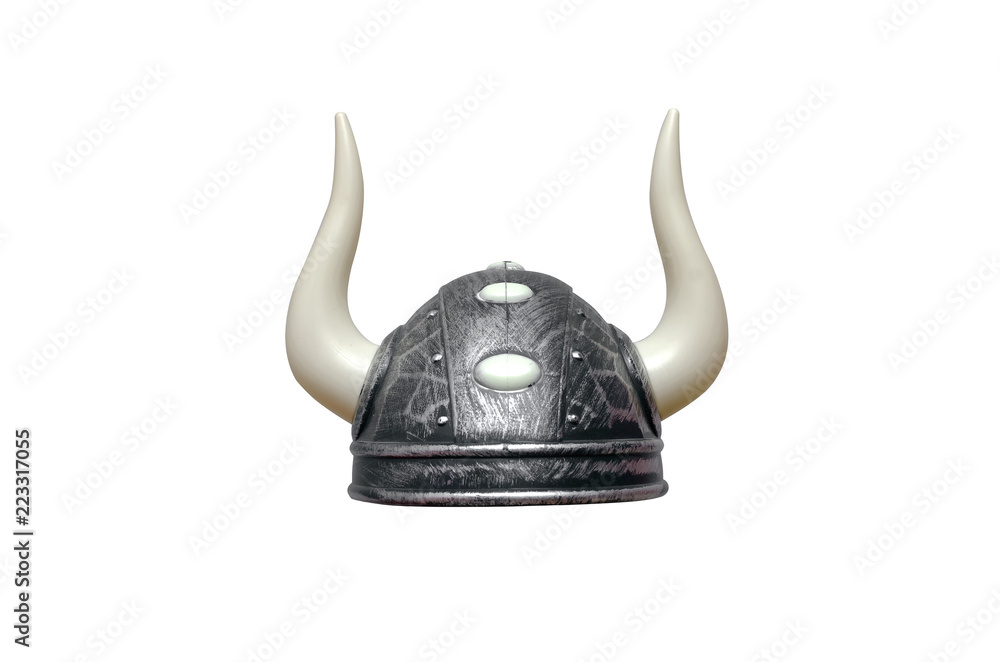 Viking helmet with horns isolated on white background. Stock Photo ...