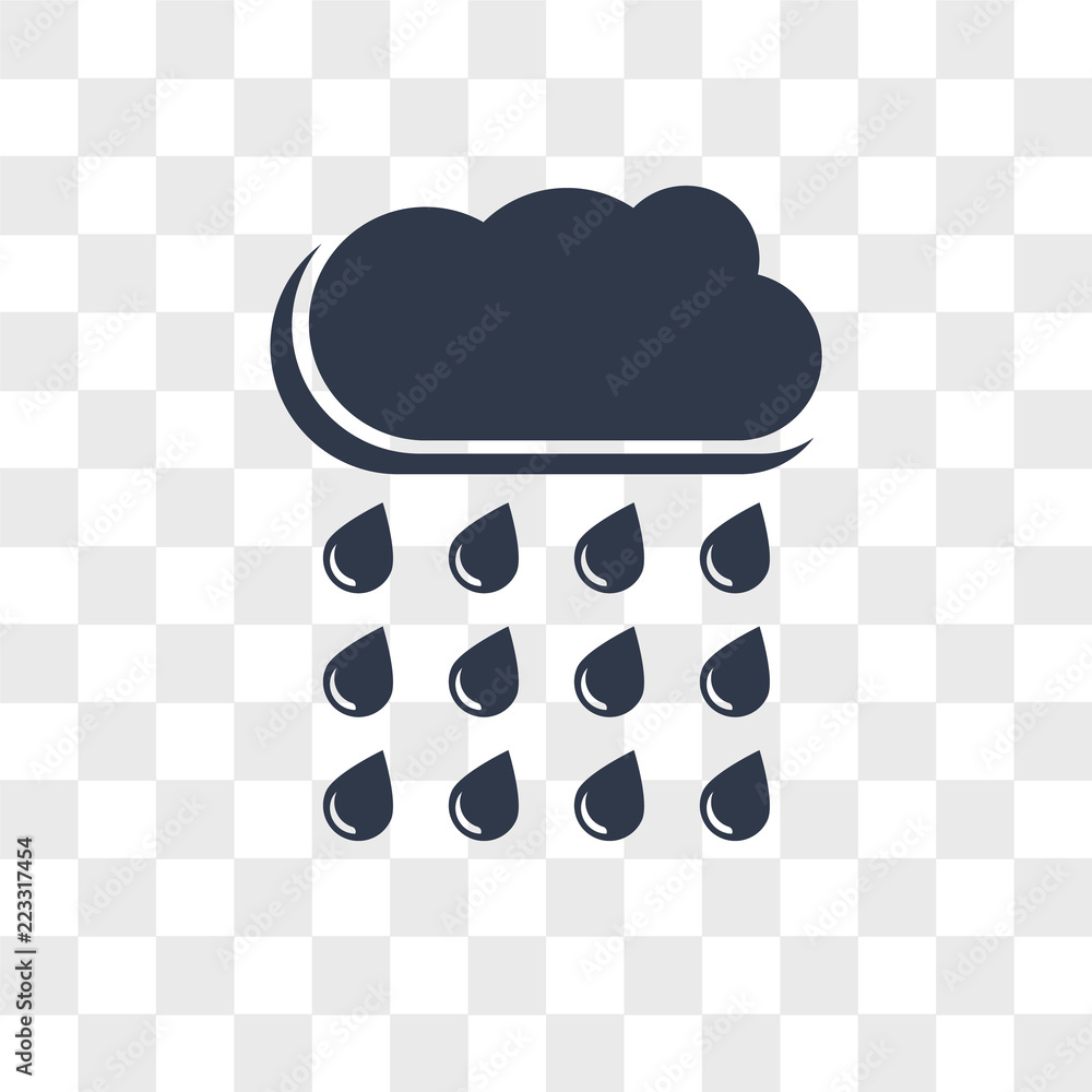 Rain Cloud vector icon isolated on transparent background, Rain Cloud ...