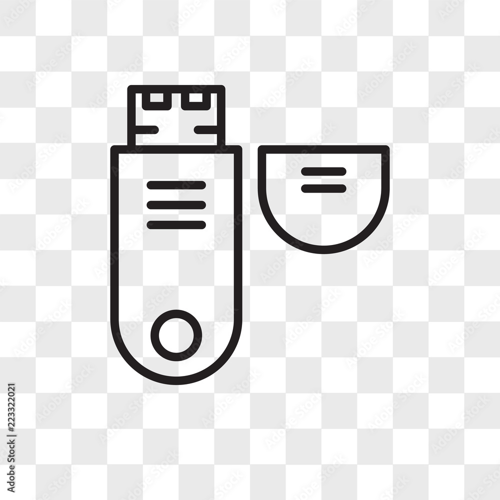Pendrive vector icon isolated on transparent background, Pendrive logo ...