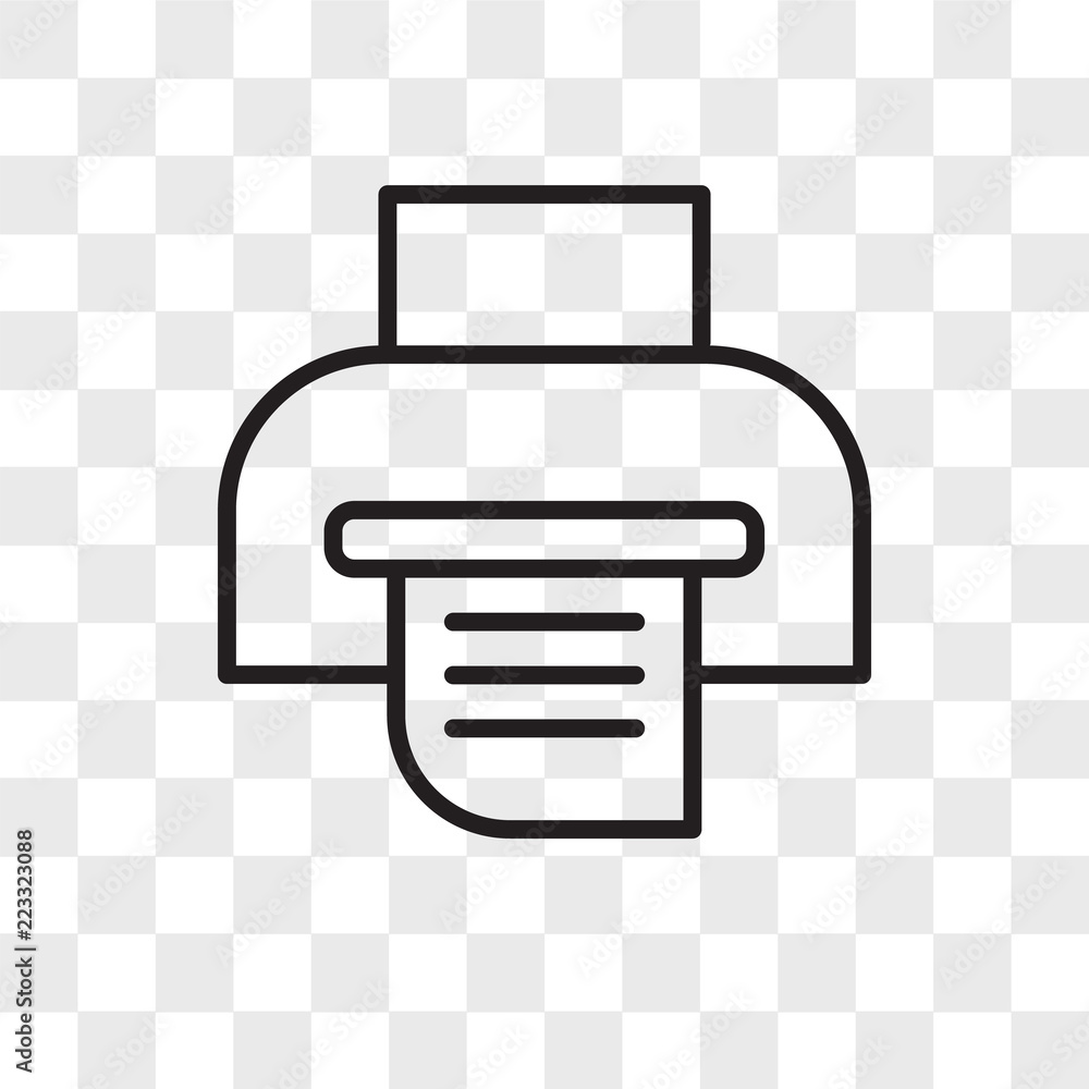 Printer vector icon isolated on transparent background, Printer logo ...