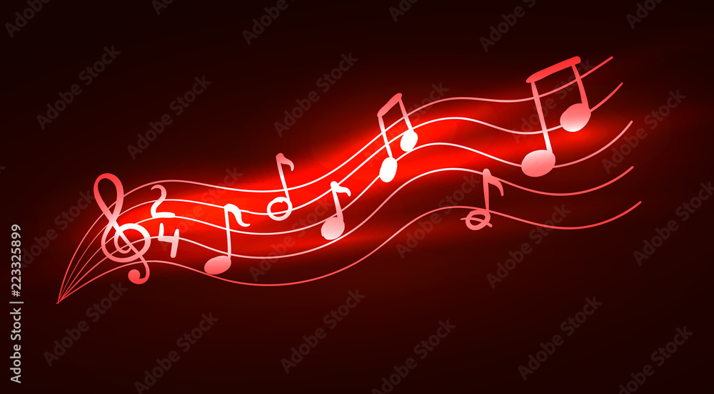 Vector Shining Musical Notes, Abstract Lights, Music Illustration ...