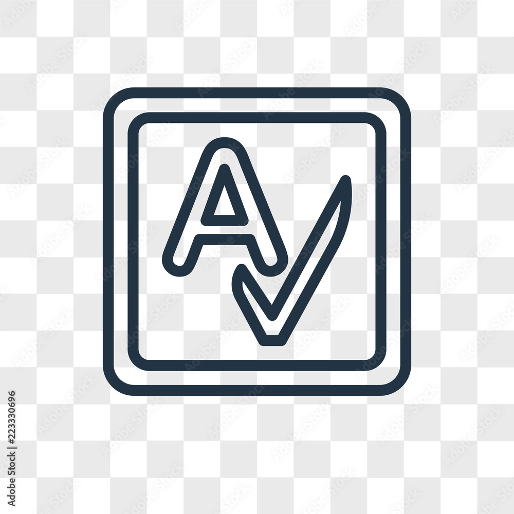 Spellcheck vector icon isolated on transparent background, Spellcheck ...