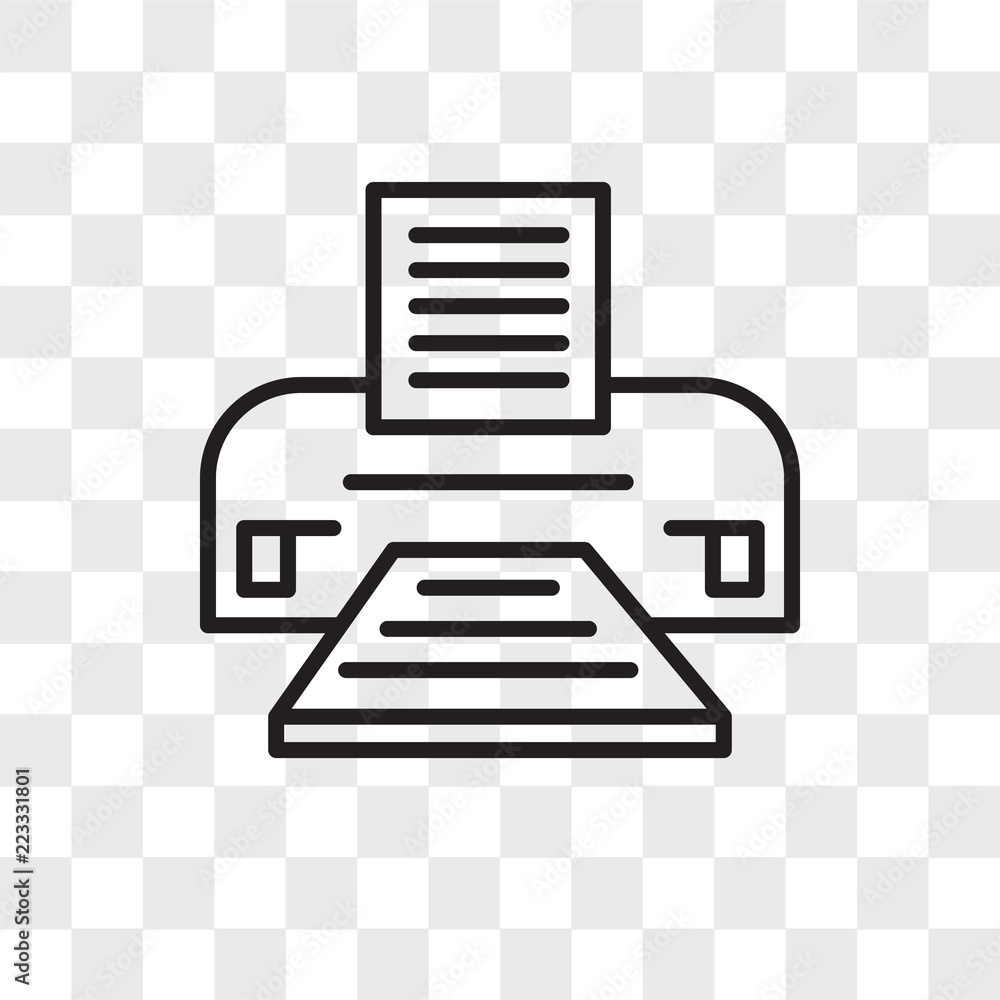 Printer vector icon isolated on transparent background, Printer logo ...