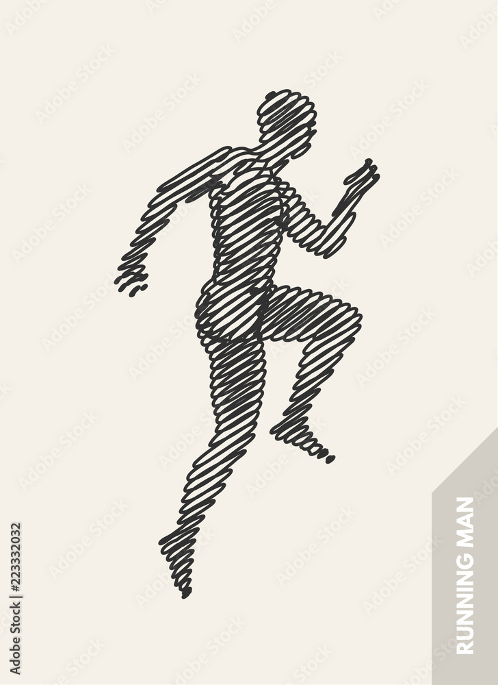 3d running man. Design for sport, business, science and technology. Vector illustration. Human ...