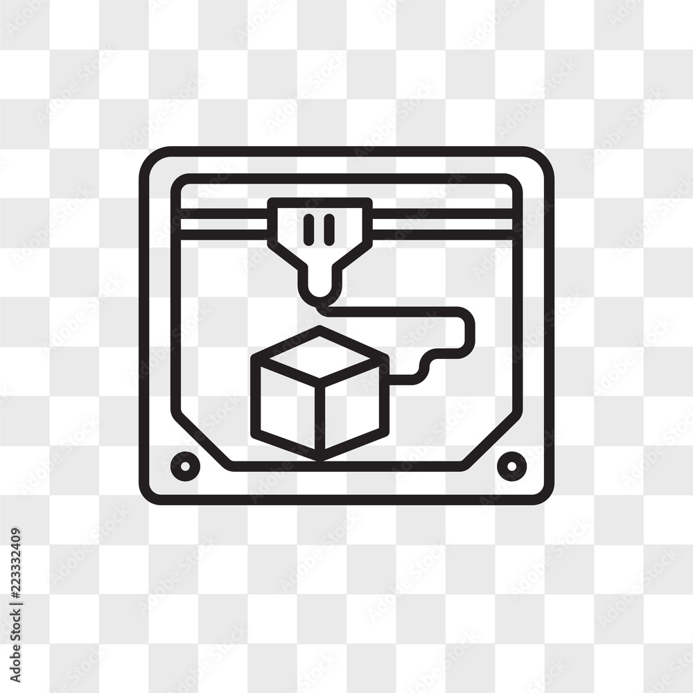 3d printers vector icon isolated on transparent background, 3d printers ...