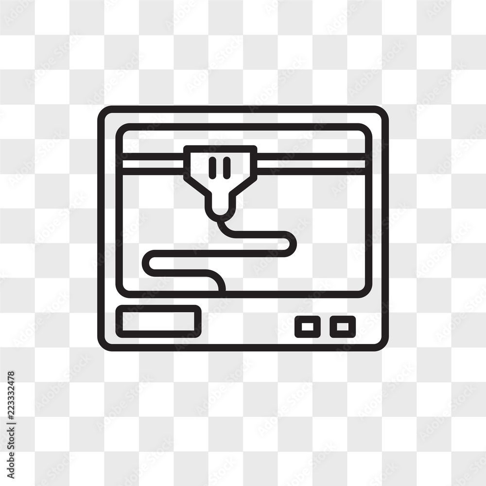 3d printer vector icon isolated on transparent background, 3d printer ...