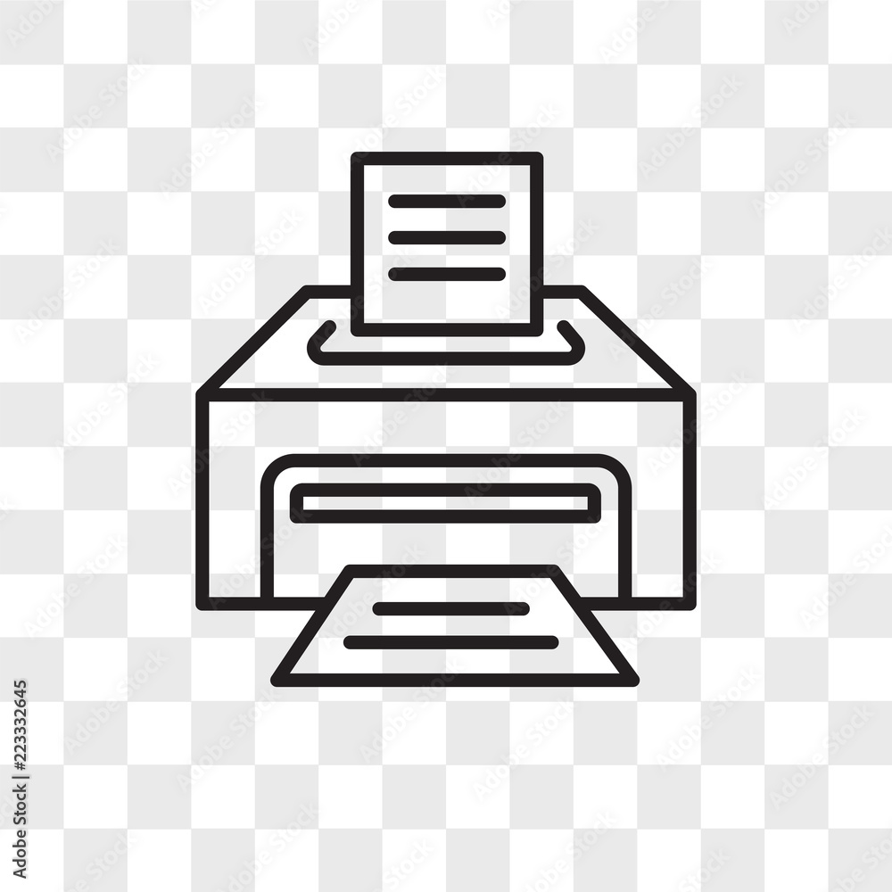 Printer vector icon isolated on transparent background, Printer logo ...