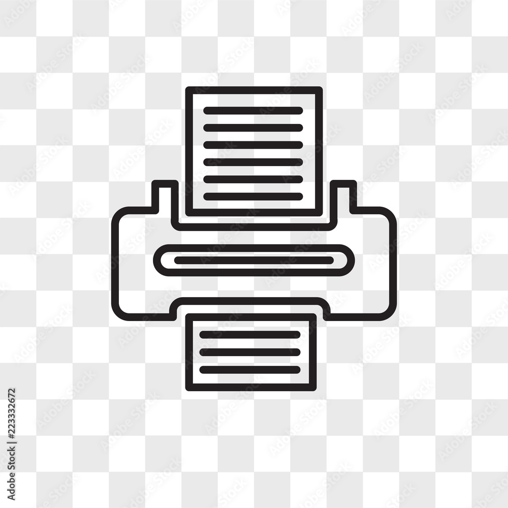 Printer vector icon isolated on transparent background, Printer logo ...