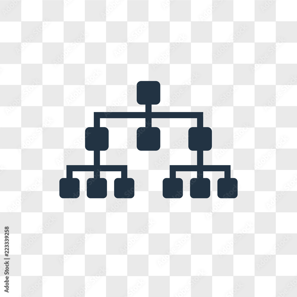Hierarchical structure vector icon isolated on transparent background ...