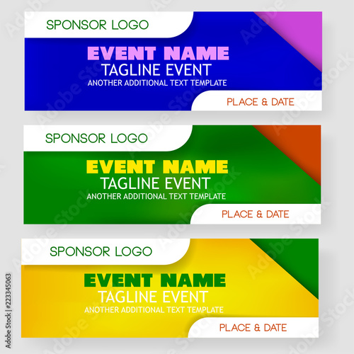 three style Blank Template event banner or backdrop with sponsor logo ...