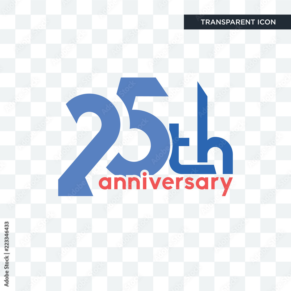 25th anniversary vector icon isolated on transparent background, 25th ...