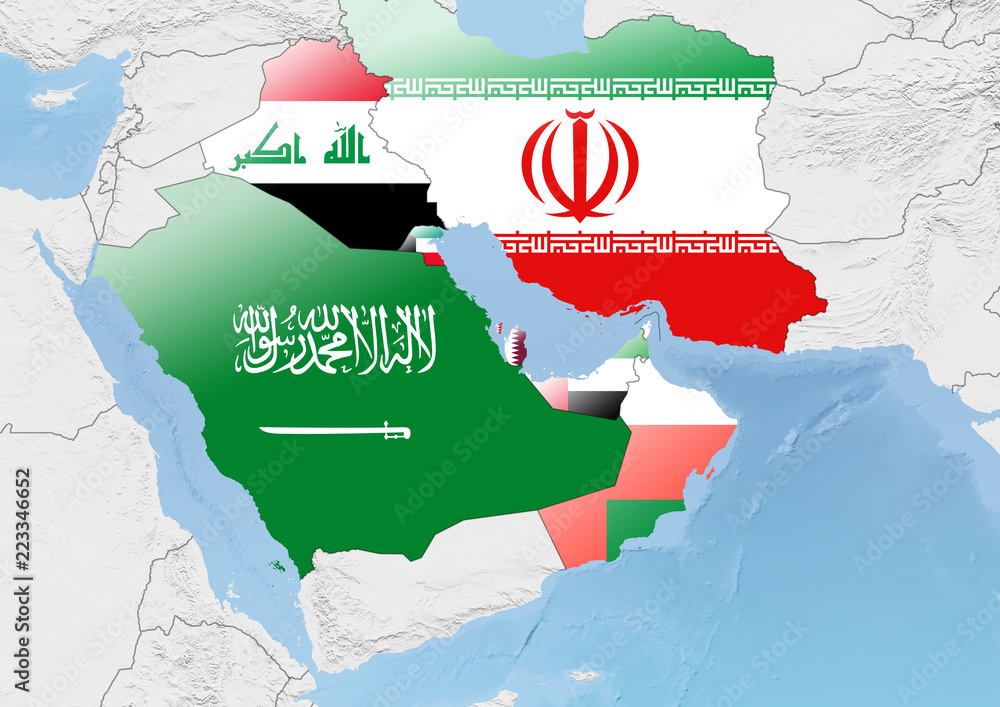 map of the strait of hormuz and coastal states Stock Illustration ...