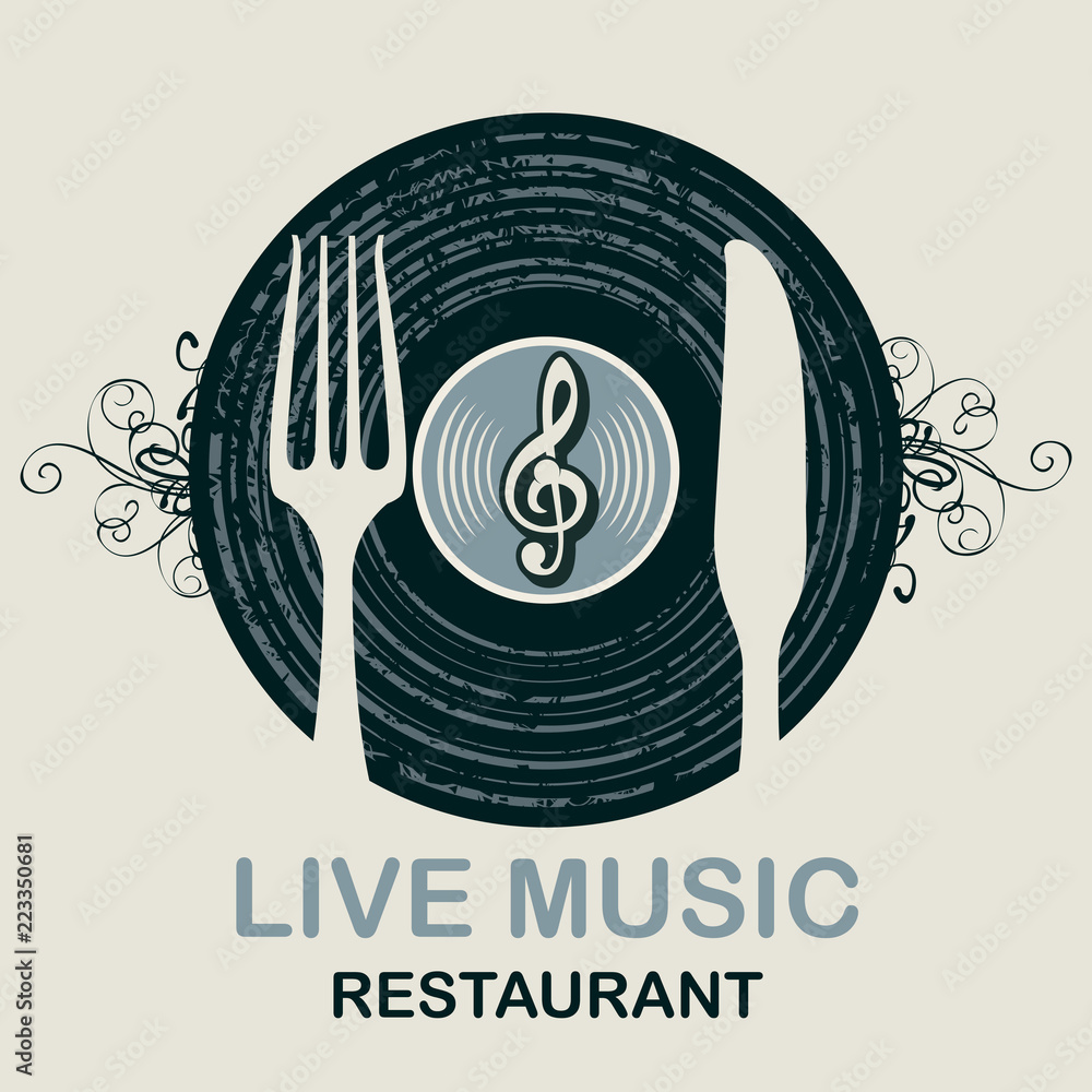Vector menu or banner for restaurant with live music decorated with old ...