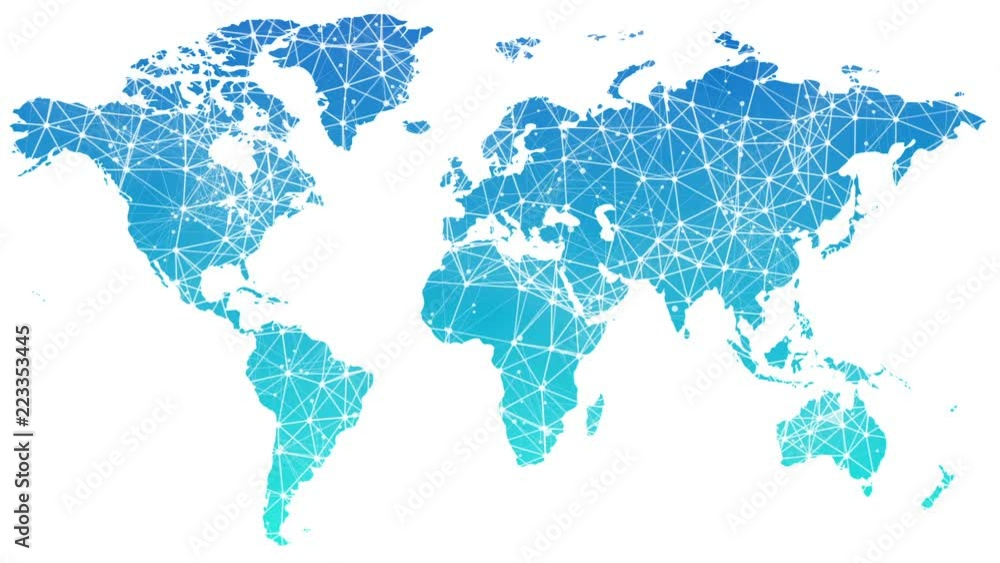 Low poly world map with connected dotson the white background whith ...
