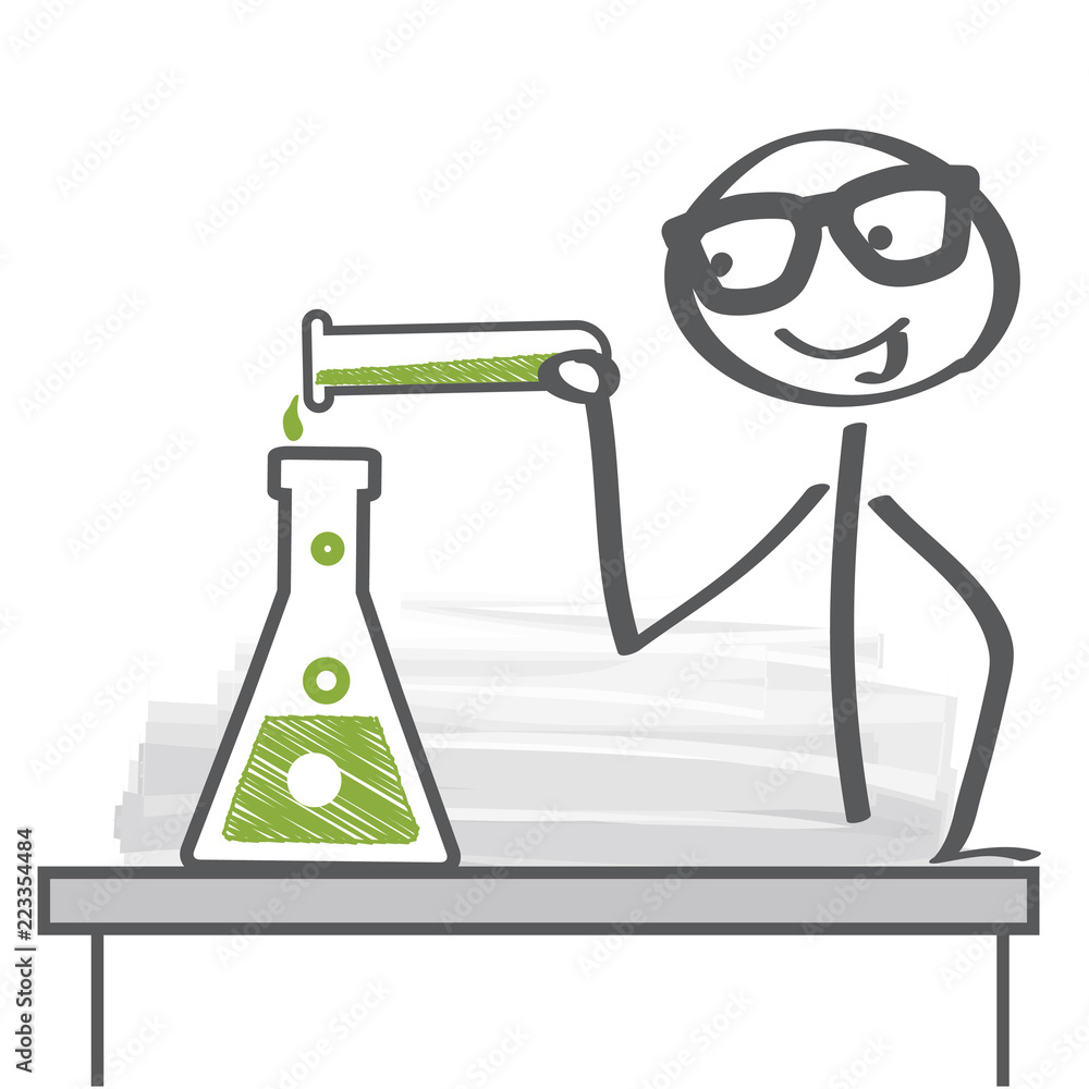 Chemiker führt Experiment in Labor durch - Vektor Illustration Stock ...