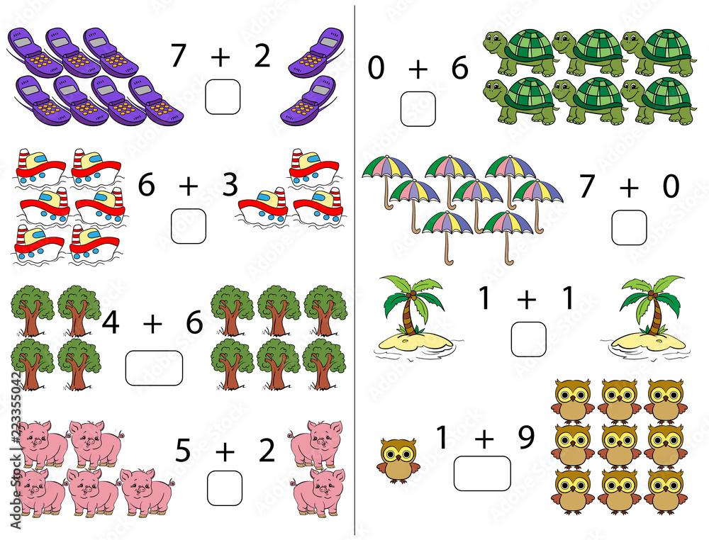 Puzzles for children. Addition. Workbook on mathematics for preschool ...