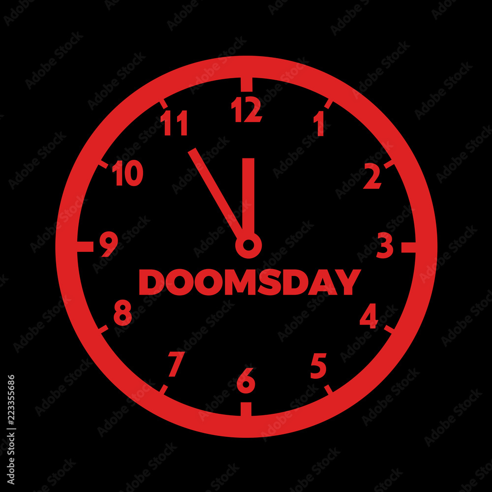 Vetor de Doomsday clock - countdown to global disaster, catastrophe.and ...
