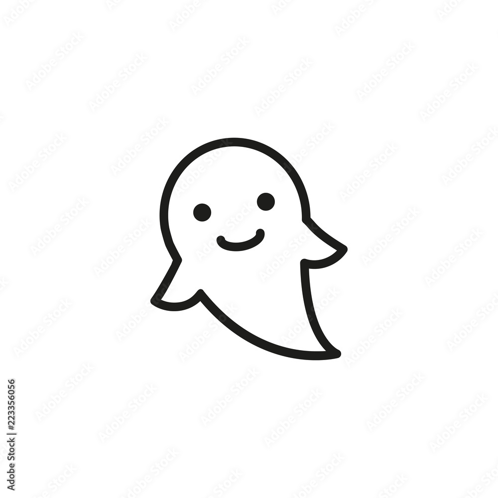 Smiling ghost line icon. Positive, content, cute, flying. Halloween ...