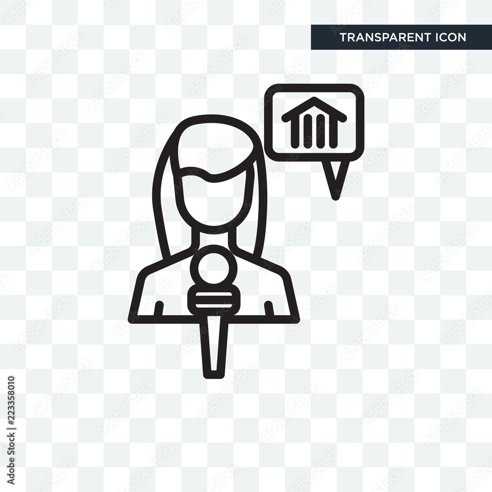 Journalist woman talking about Culture vector icon isolated on ...