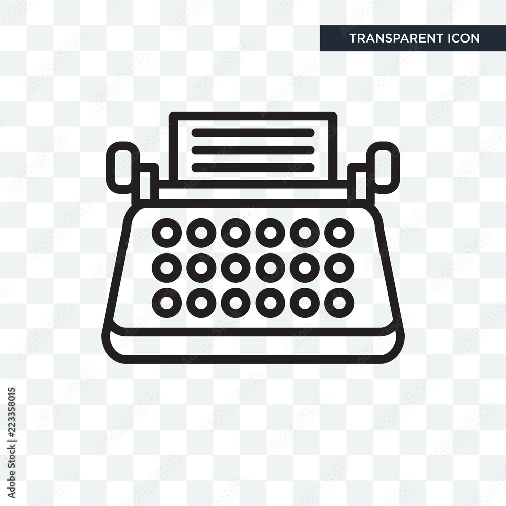 Typewriter vector icon isolated on transparent background, Typewriter ...