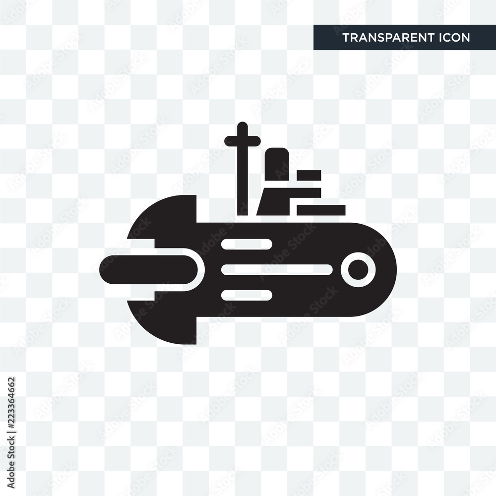 Submarine vector icon isolated on transparent background, Submarine ...