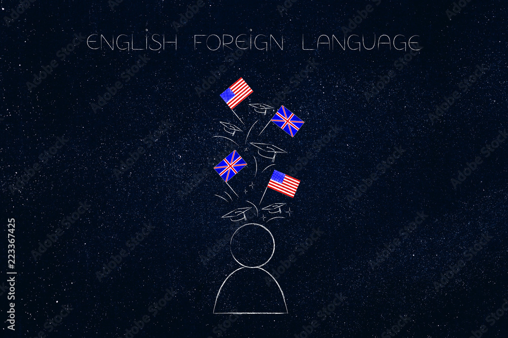 british and american flags symbol of studying english as foreign ...