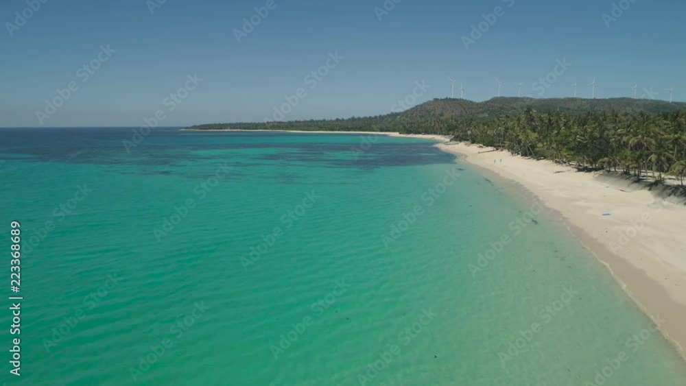 Aerial view of beautiful tropical beach Saud with turquoise water in ...