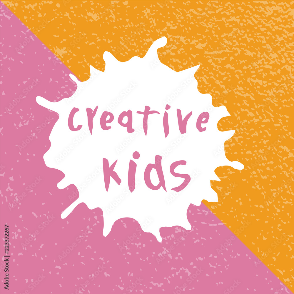 Vector illustration of creative kids text. Logo for creativity class ...