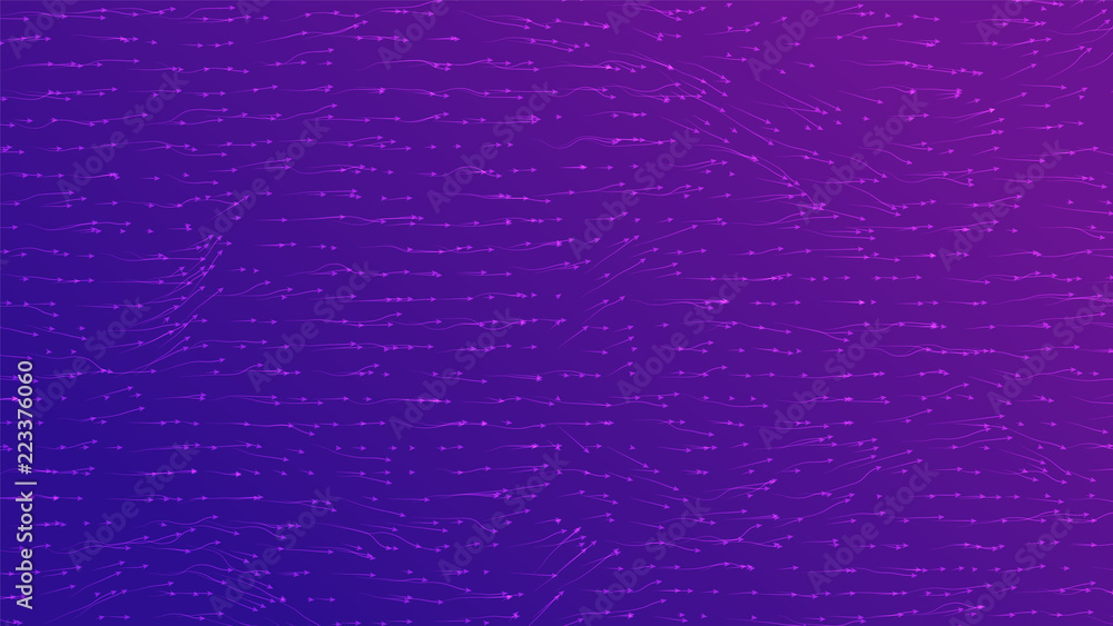 Vector field visualization of forces. Magnetic or gravitational ...