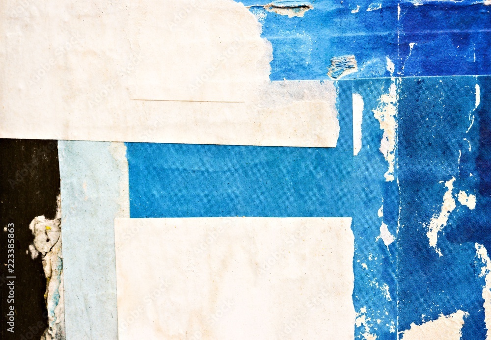 Old grunge ripped torn vintage collage posters creased crumpled paper ...