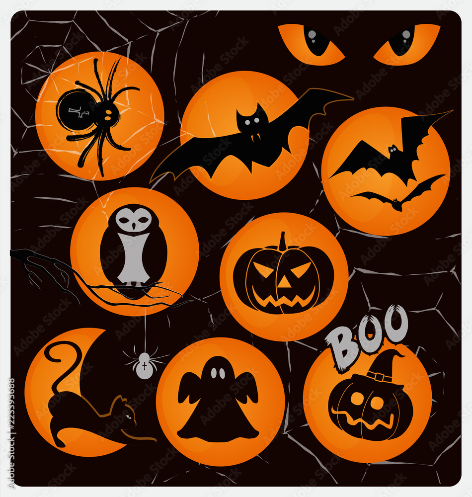 Halloween vector design collection . A set of traditional Halloween day ...