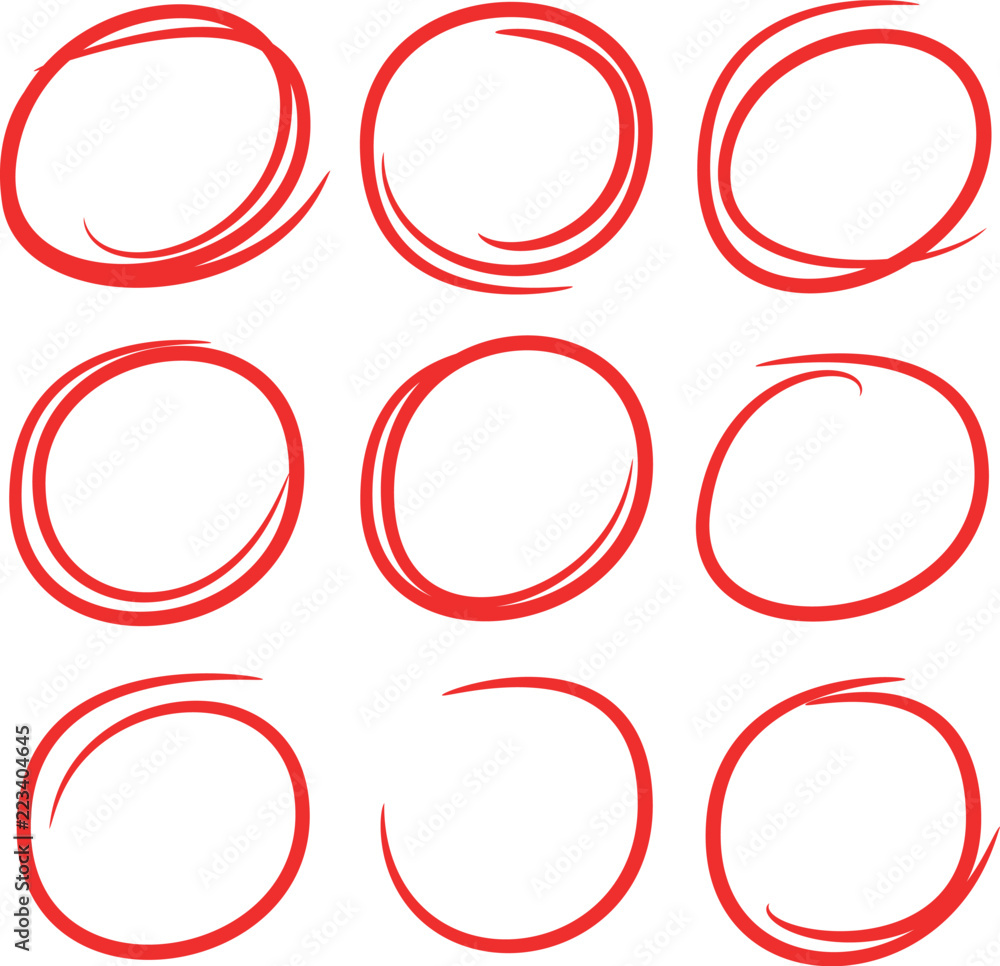 red hand drawn oval markers Stock Vector | Adobe Stock
