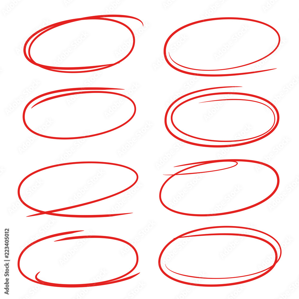 red hand drawn oval markers Stock Vector | Adobe Stock