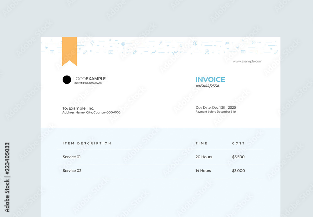 Pastel Blue Invoice Layout Stock Template | Adobe Stock