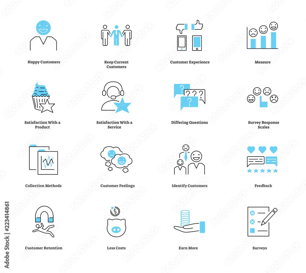 Customer satisfaction icon collection set. Vector illustration with ...